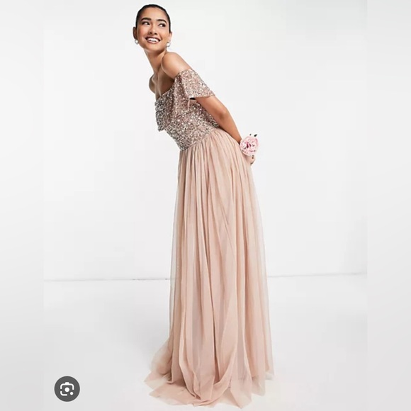 ASOS | Dresses | Brand New Asos Maya Deluxe Tall Bridesmaid Bardot Maxi ...